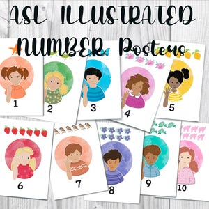 10 ASL NUMBER COUNTING Posters - Flashcards- Printable Sign Language ...