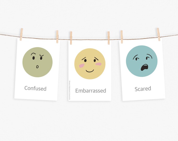 MY FEELINGS MINIMALIST Simple Emotions Flashcards With 20 Emotions ...