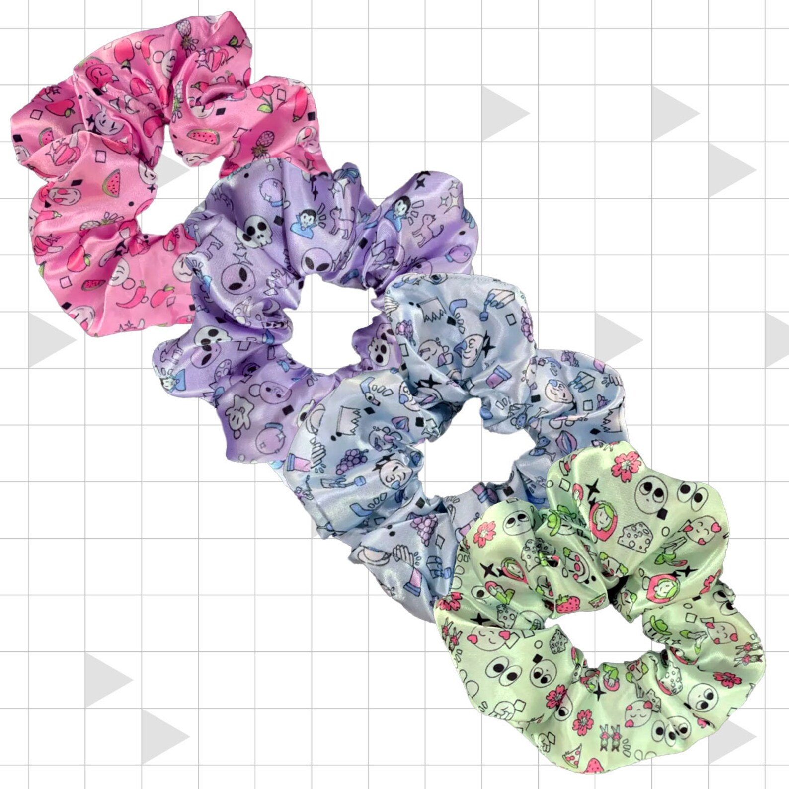 Emoji Scrunchie | Cute Neon Cherry Pink Smiley Face Scrunchie Set, Soft ...