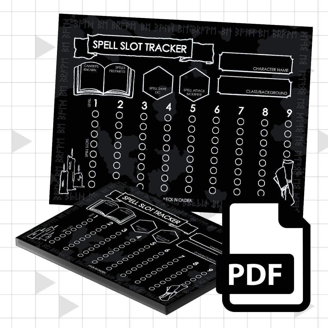 Printable PDF | Dnd 5E Spell Slot Tracker, Black Dungeons and Dragons ...