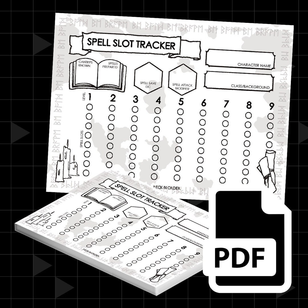 Printable PDF | Dungeons and Dragons Dnd 5E Spell Slot Tracker ...