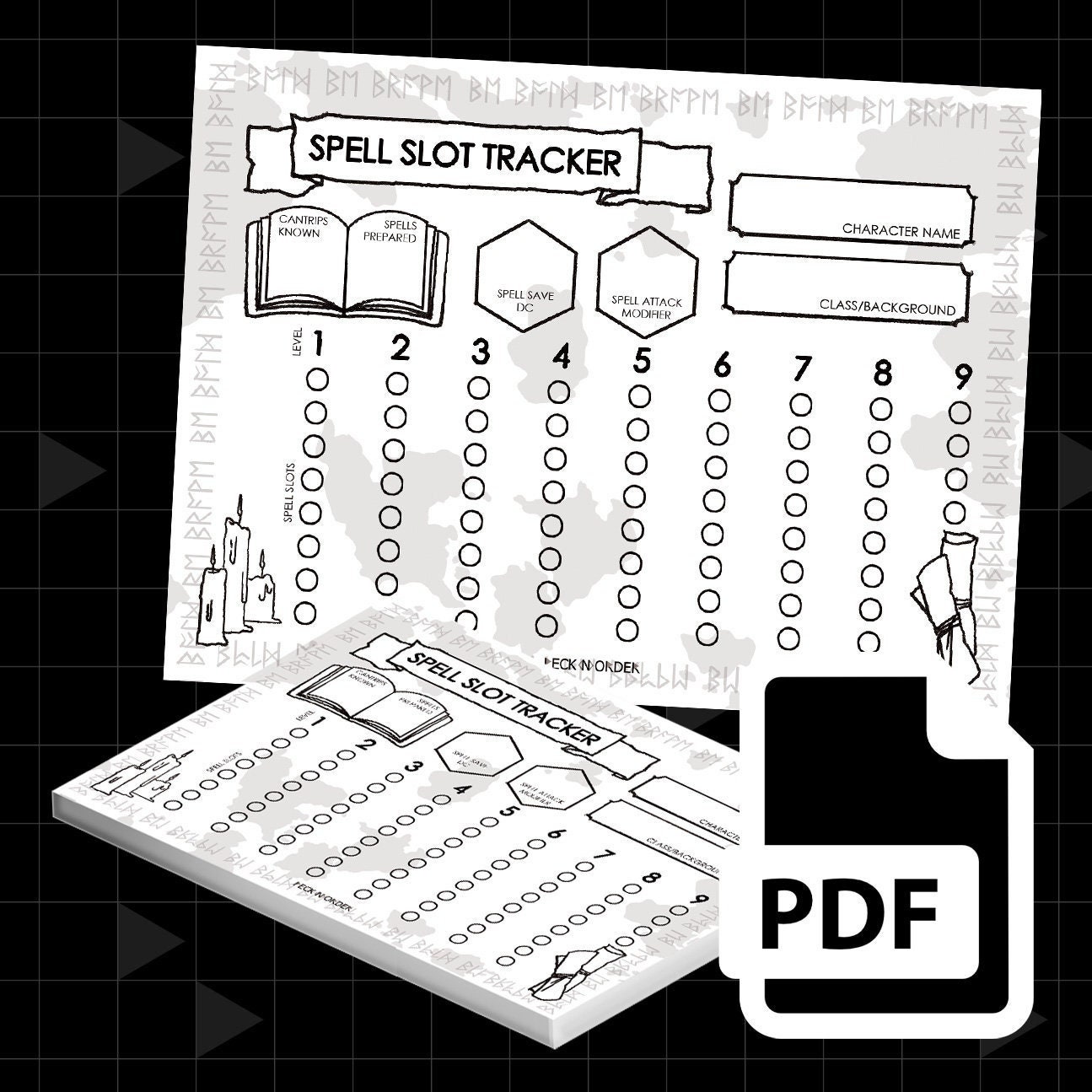 Printable PDF Dungeons and Dragons Dnd 5E Spell Slot Tracker Character ...