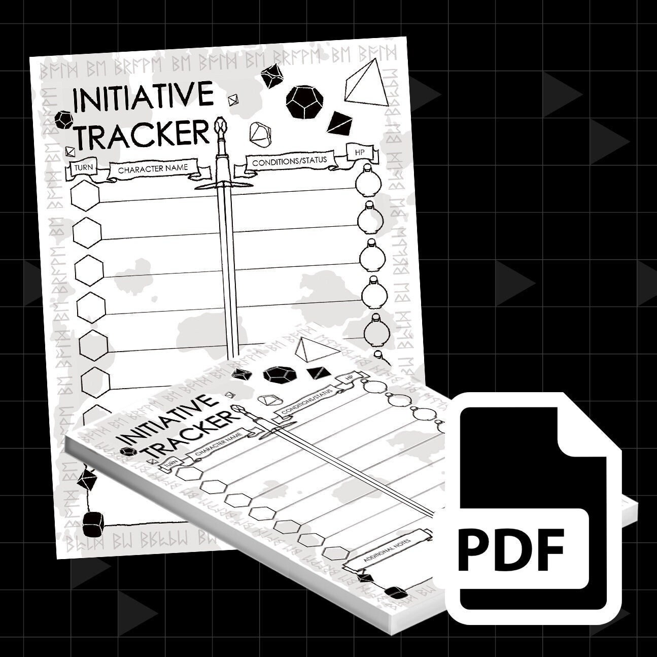 Printable PDF | Dungeons and Dragons Combat Character Initiative ...