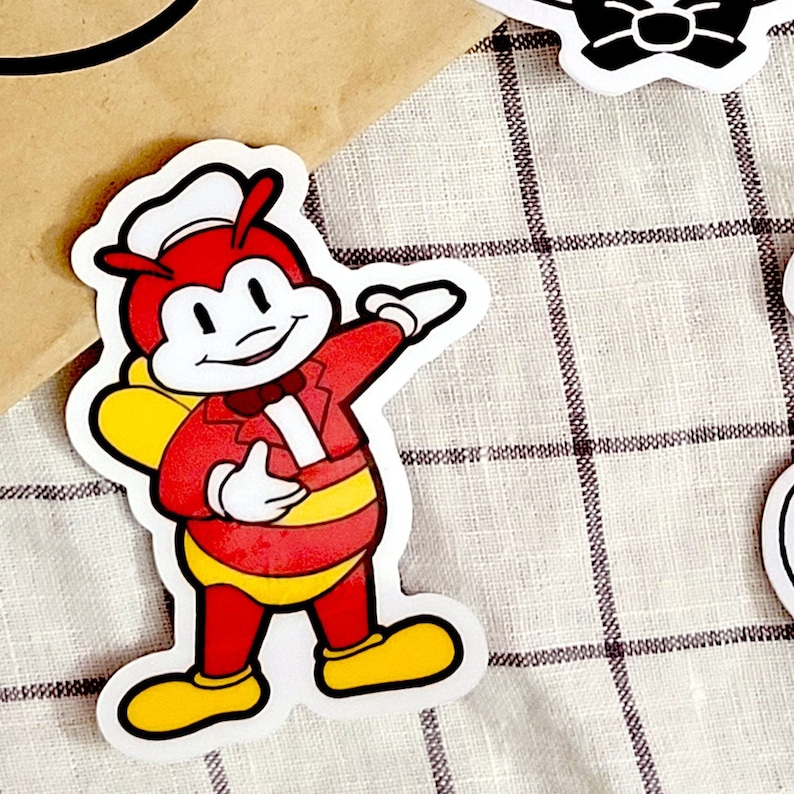 Standing and Pointing Jollibee Vinyl Die Cut Sticker Filipino Stickers ...