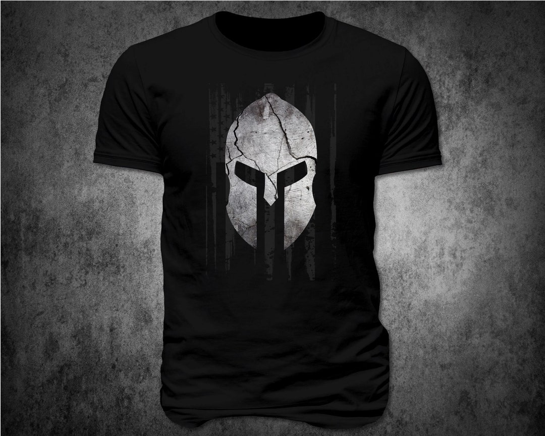 Spartan Helmet Cracked Rock Distressed Graphic T Shirt (black) - Etsy