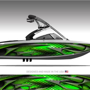 Hydroplane (green) Abstract Boat Wrap Kit 3M Premium Cast Vinyl - 15 ...