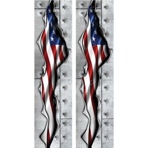 American Flag Ripped Metal Riveted Truck Bed Band Stripe Decal Graphic ...