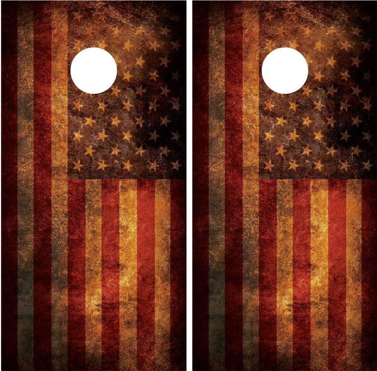 American Flag Distressed Rust Grunge Cornhole Wraps Decals - Etsy