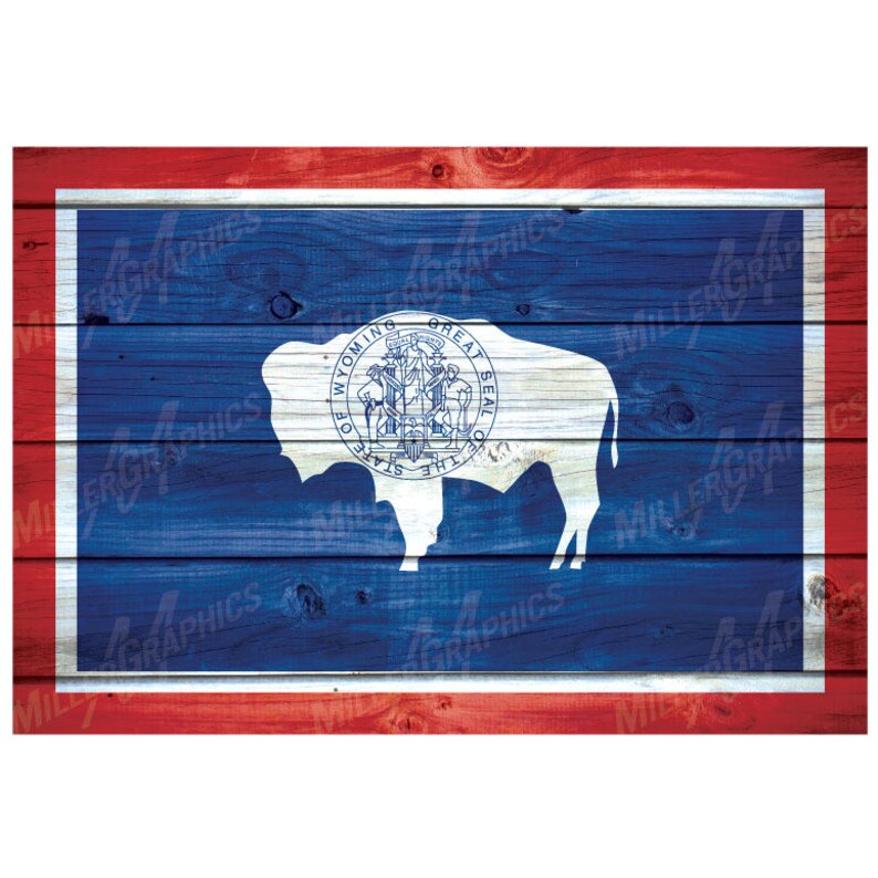 Wyoming State Flag Distressed Wood Wall Decal Sticker Graphic Art Mural ...
