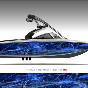 Taurus (blue) Abstract Boat Wrap Kit Vinyl Graphic Decal 3M - 15 Sizes ...