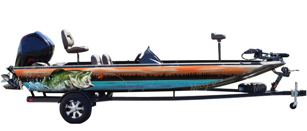 Bass Jumping Out of Water Boat Wrap Kit 3M Cast Vinyl - 15 Sizes ...