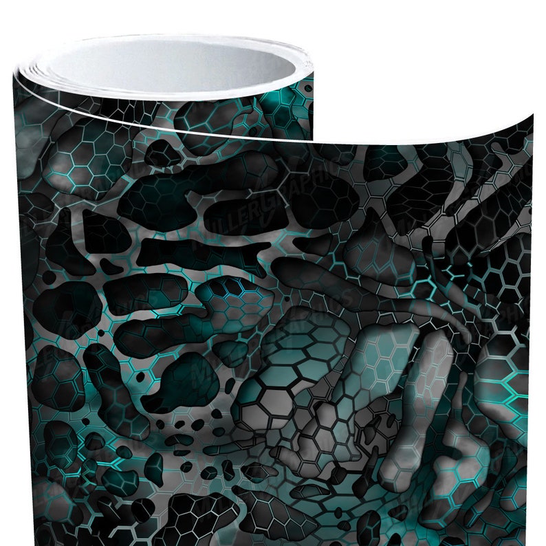 Camo Boat Wrap Kit: Chameleon Black and Aqua XD, 3M Vinyl - Etsy