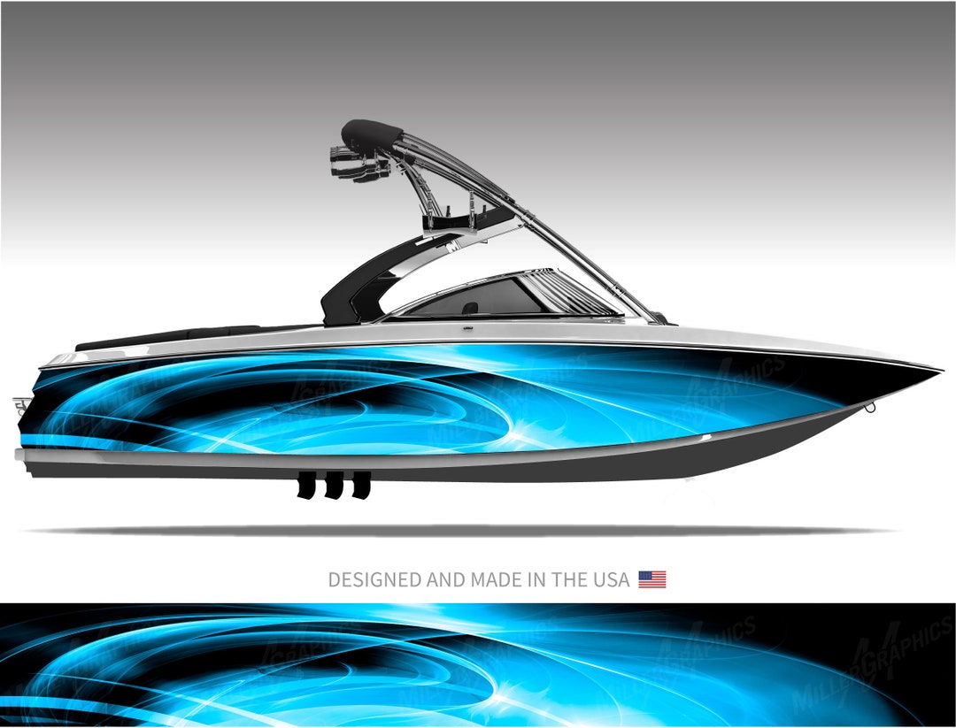 The Abyss (blue) Abstract Boat Wrap Kit 3M Cast Vinyl - 15 Sizes ...