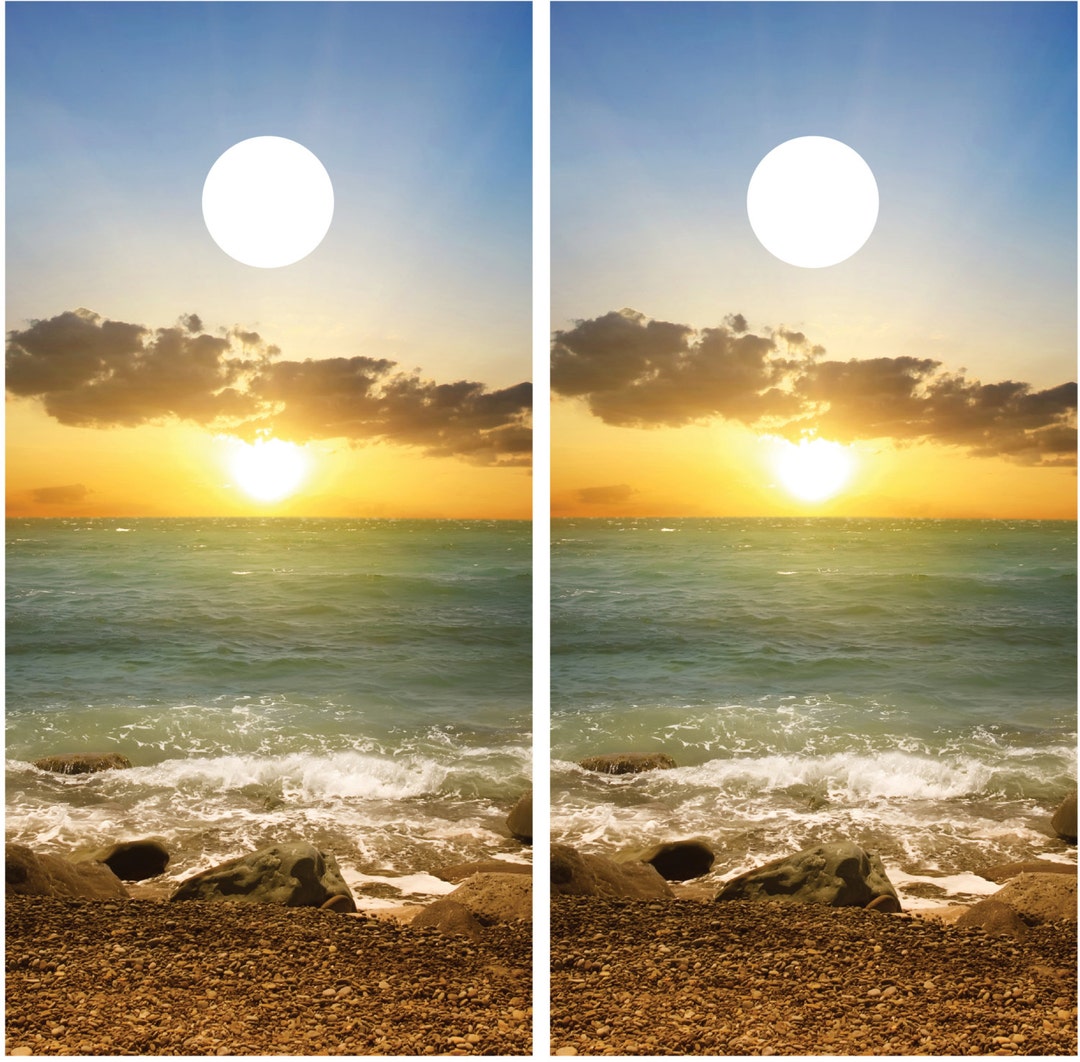 Beach Ocean Sunset 4 Cornhole Decal Wrap - Etsy