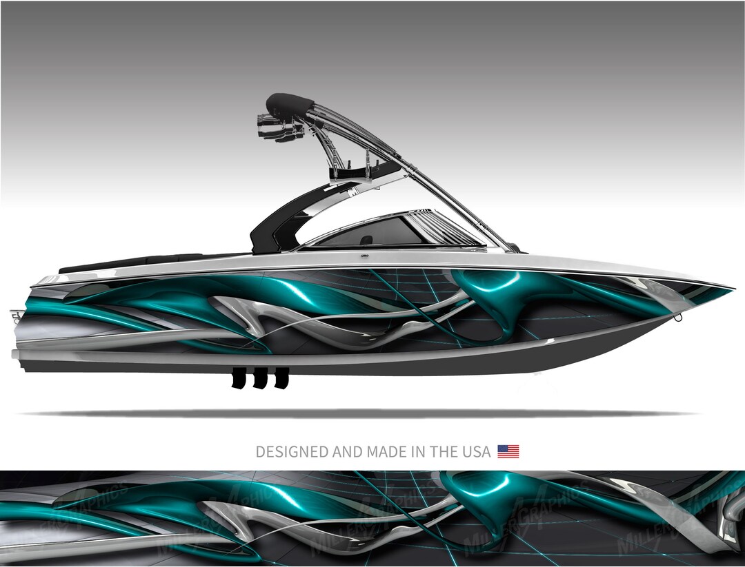 Typhoon (aqua) Abstract Boat Wrap Kit 3M Cast Vinyl - 15 Sizes ...