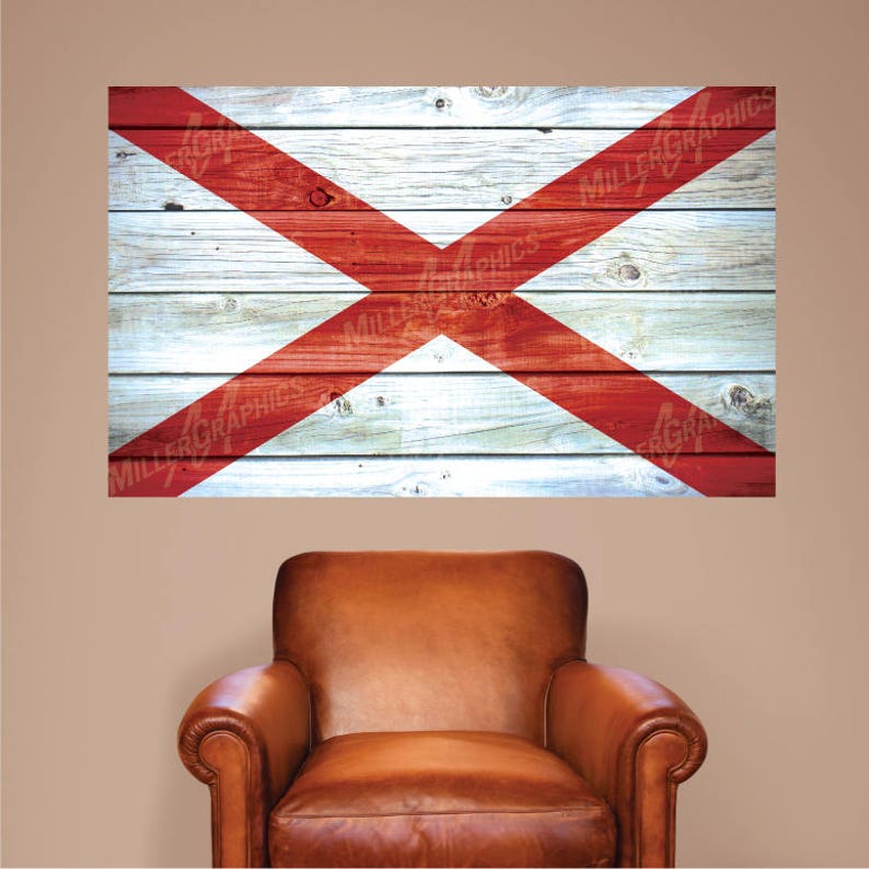 Alabama State Flag Distressed Wood Wall Decal Sticker Graphic - Etsy