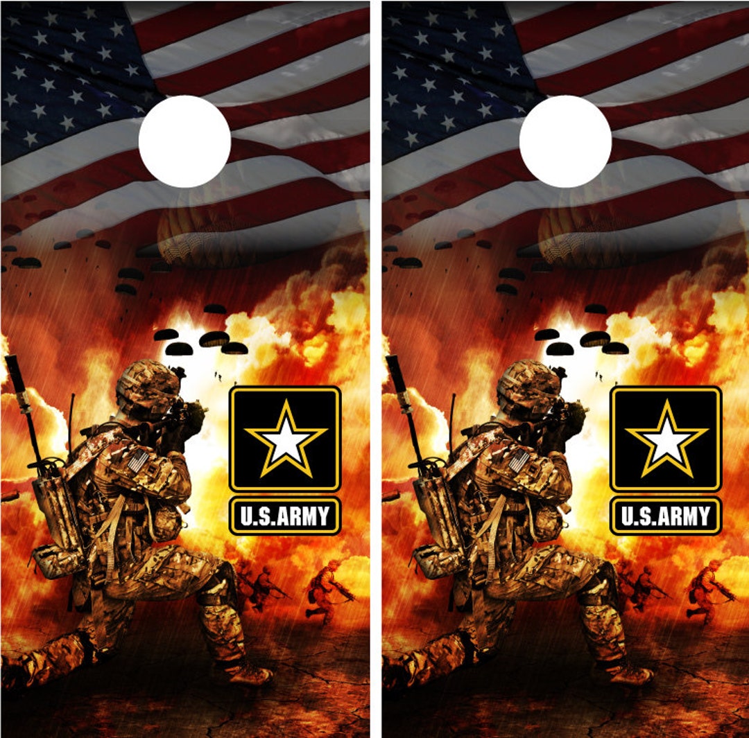 U.S. Army Soldier Military American Flag Cornhole Wraps Decals - Etsy