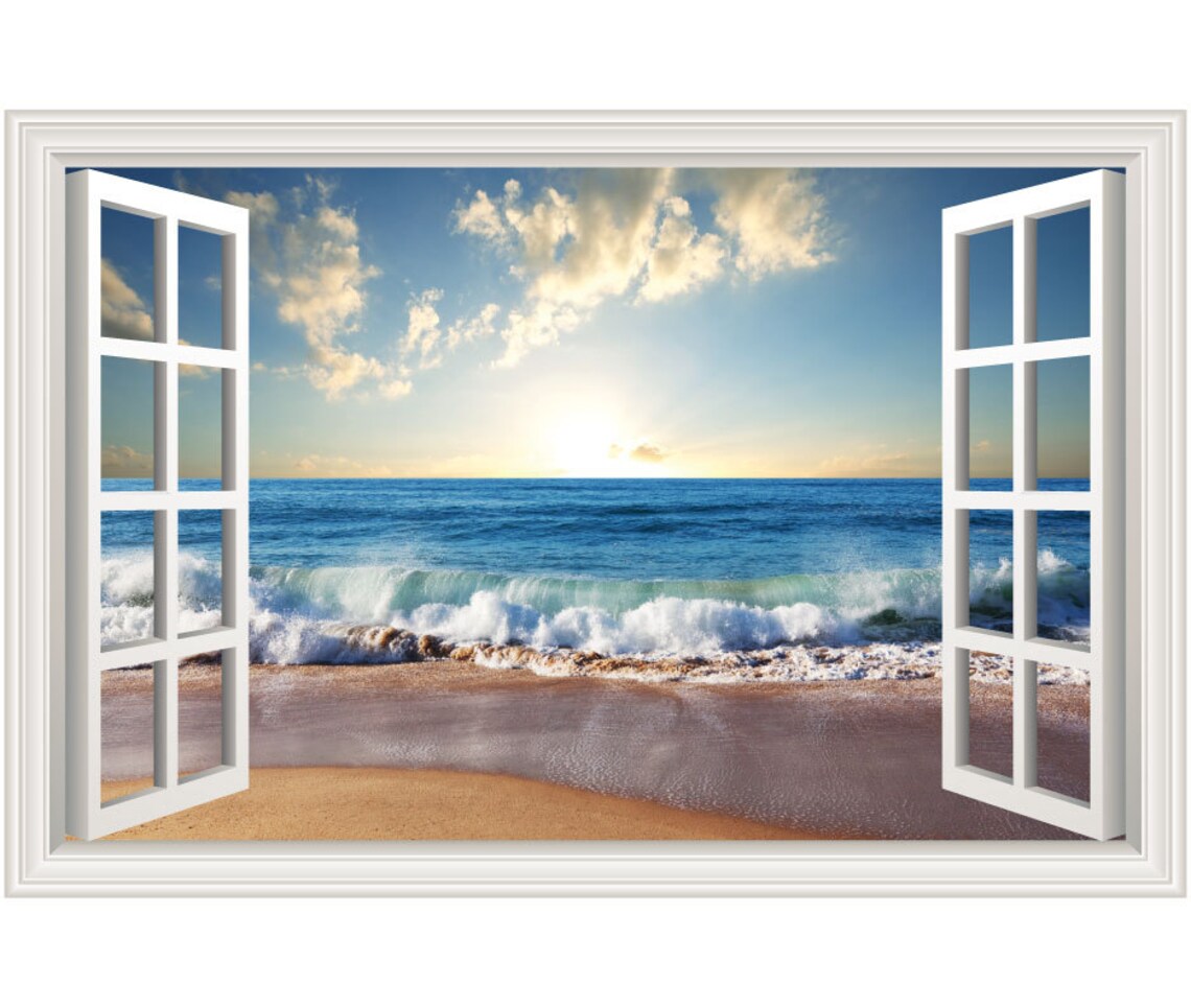 Beach Ocean Waves Wall Decal Sticker Graphic 4 Sizes - Etsy