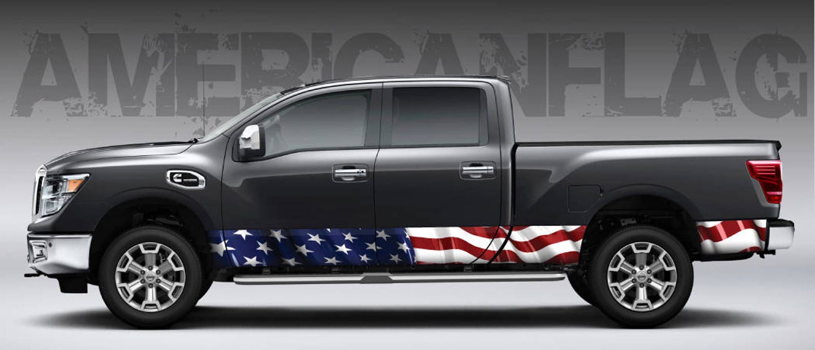 Waving American Flag Rocker Panel Graphic Decal Wrap Kit Truck SUV - 6 ...
