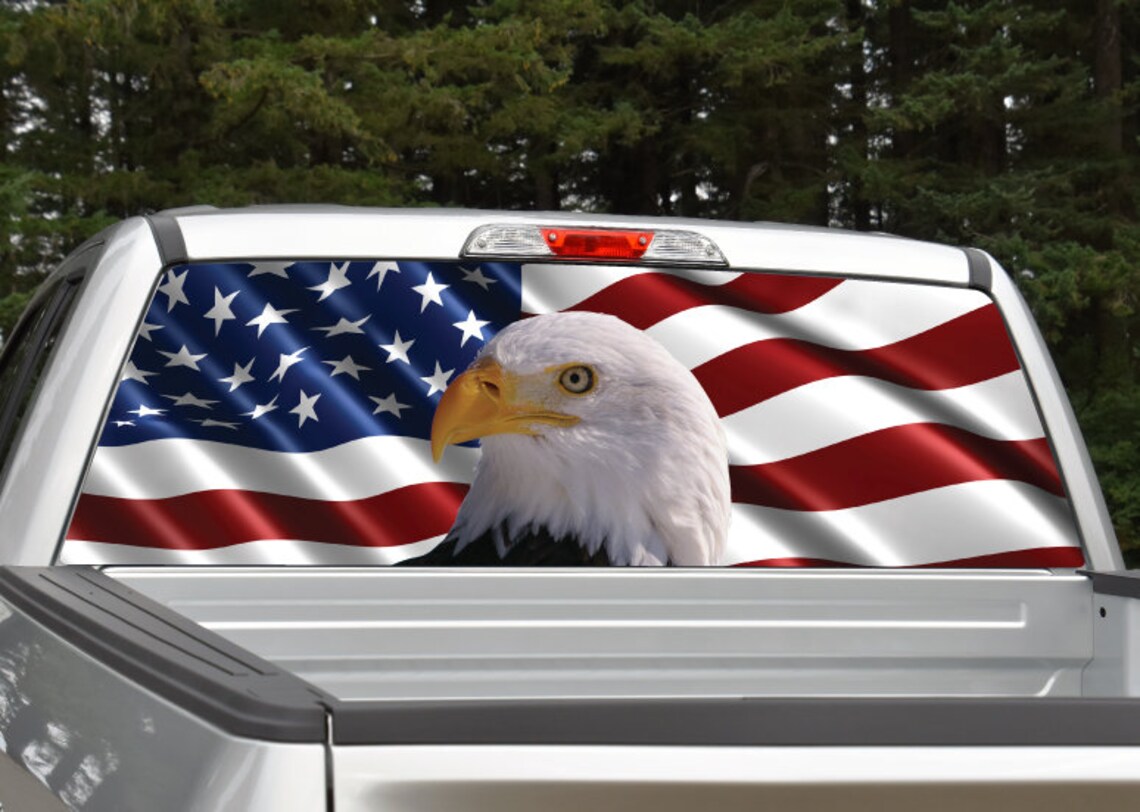 American Flag Bald Eagle Rear Window Graphic Decal for Truck - Etsy