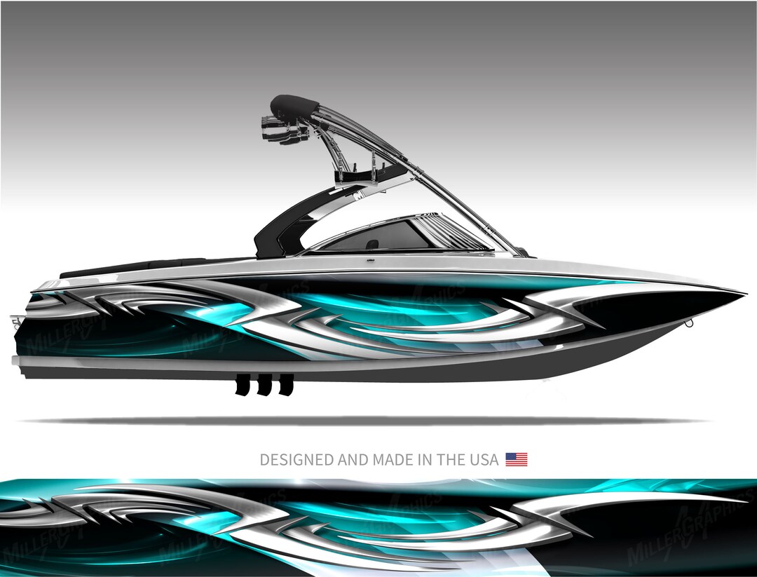 Adrenaline (aqua) Abstract Boat Wrap Kit Vinyl Graphic Decal 3M - 15 ...