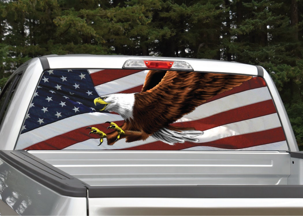 American Flag Screaming Eagle Rear Window Graphic Decal for - Etsy