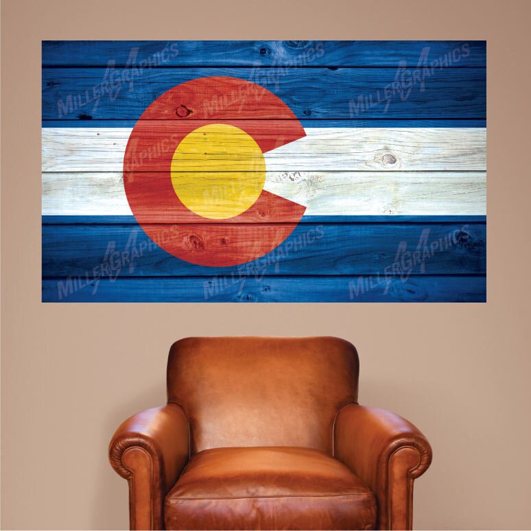 Colorado Flag Distressed Wood Wall Decal Sticker Graphic Art | Etsy