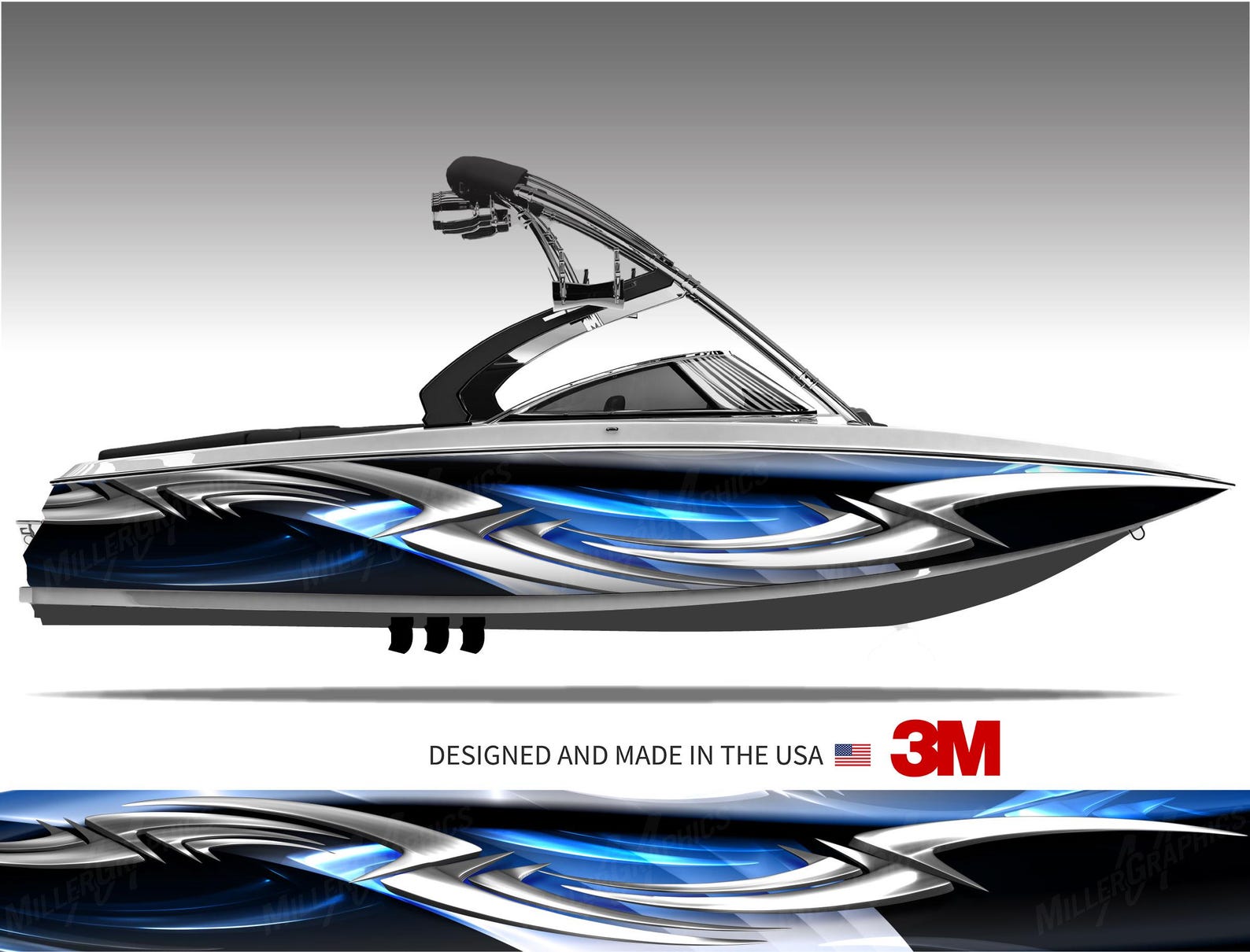 Adrenaline (blue) Abstract Boat Wrap Kit Vinyl Graphic Decal 3M - 15 ...