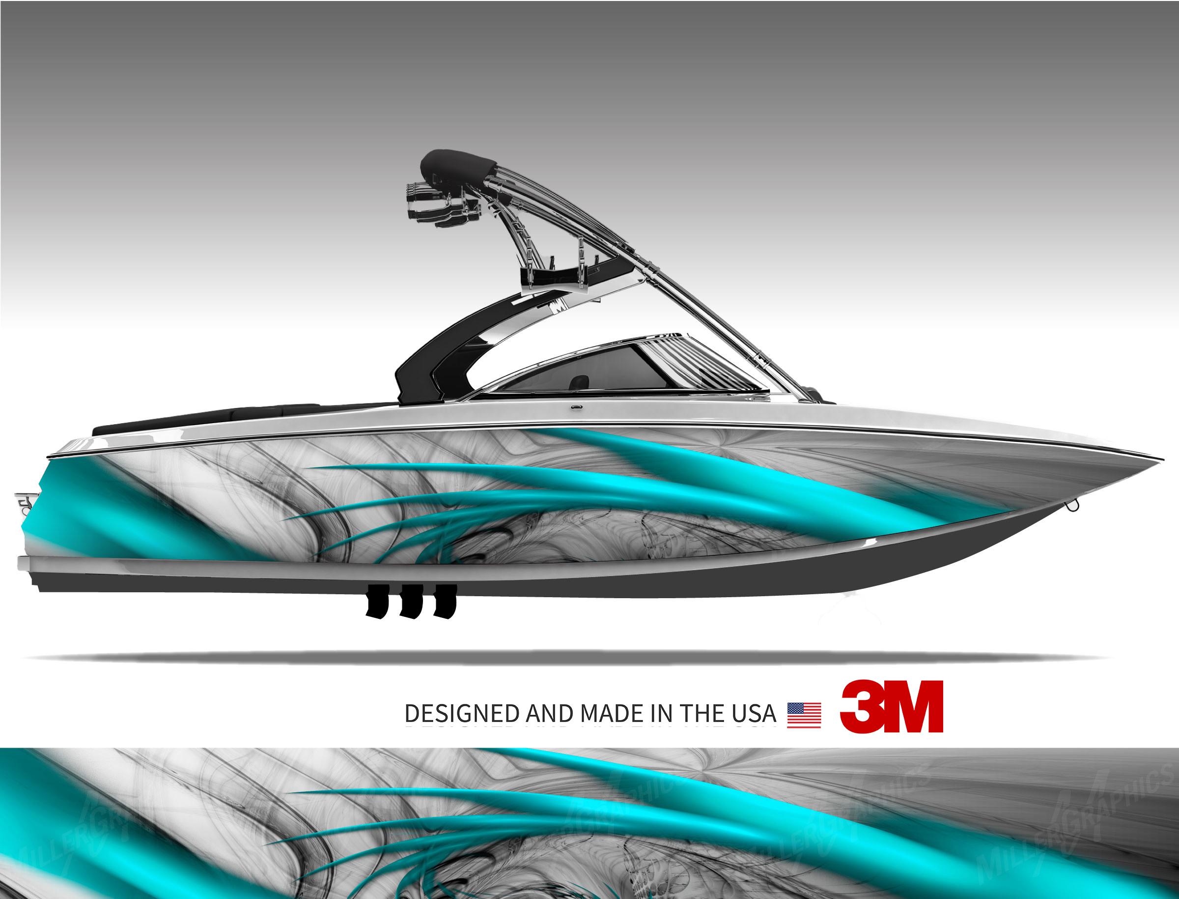 Sidewinder (aqua) Boat Wrap Kit Vinyl Graphic Decal 3M - 15 Sizes ...