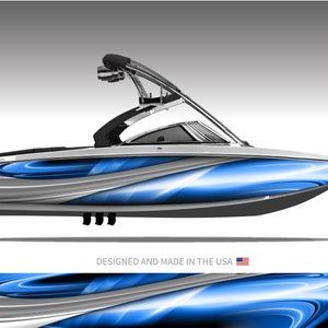 Shockwave (blue) Abstract Boat Wrap Kit 3M Premium Cast Vinyl - 15 ...