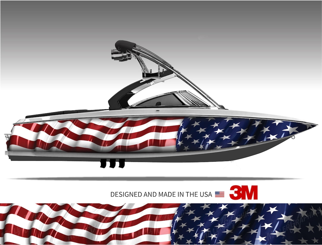 American Flag Waving Boat Wrap Kit - 15 Sizes Available - Etsy