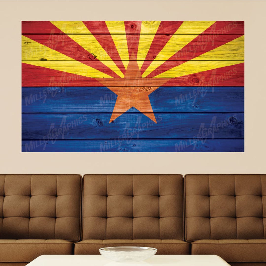 Arizona Flag Distressed Wood Wall Decal Sticker Graphic Art Mural - 4 ...