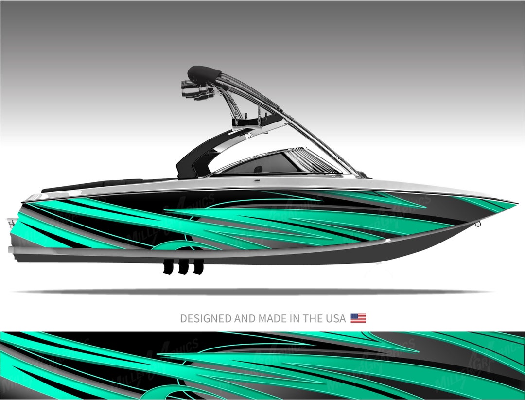 Viper (aqua) Teal Boat Wrap Kit Vinyl Graphic Decal 3M - 15 Sizes ...
