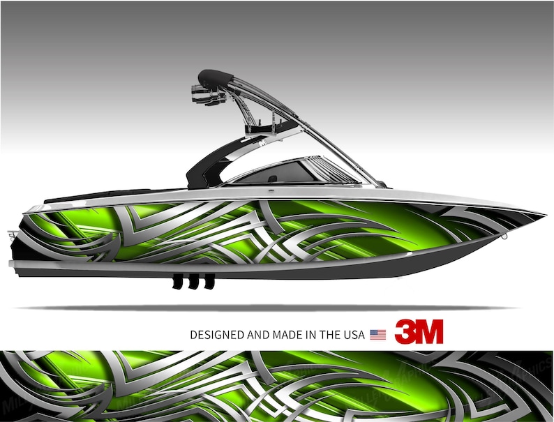 Stingray (green) Abstract Boat Wrap Kit Vinyl Graphic Decal 3M - 15 ...