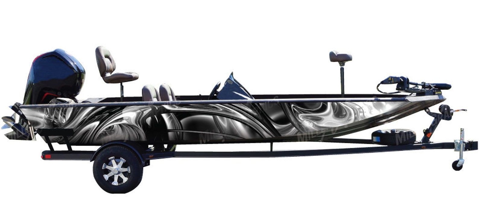 Liquid Metal (grey) Boat Wrap Kit Vinyl Graphic Decal - 15 Sizes ...