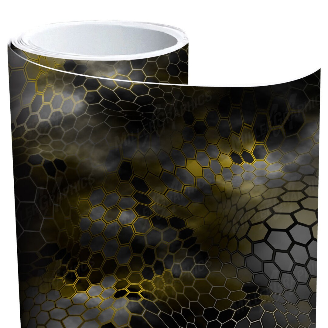 Camo Chameleon "black and Yellow" Wrap Vinyl Roll Sheet 3M - Many Sizes ...