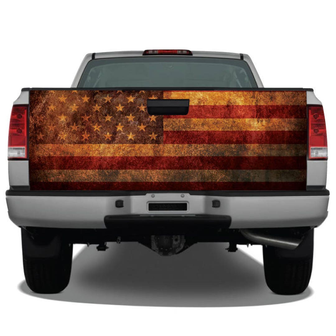American Flag Distressed Rust Truck Tailgate Wrap Vinyl Graphic Decal ...