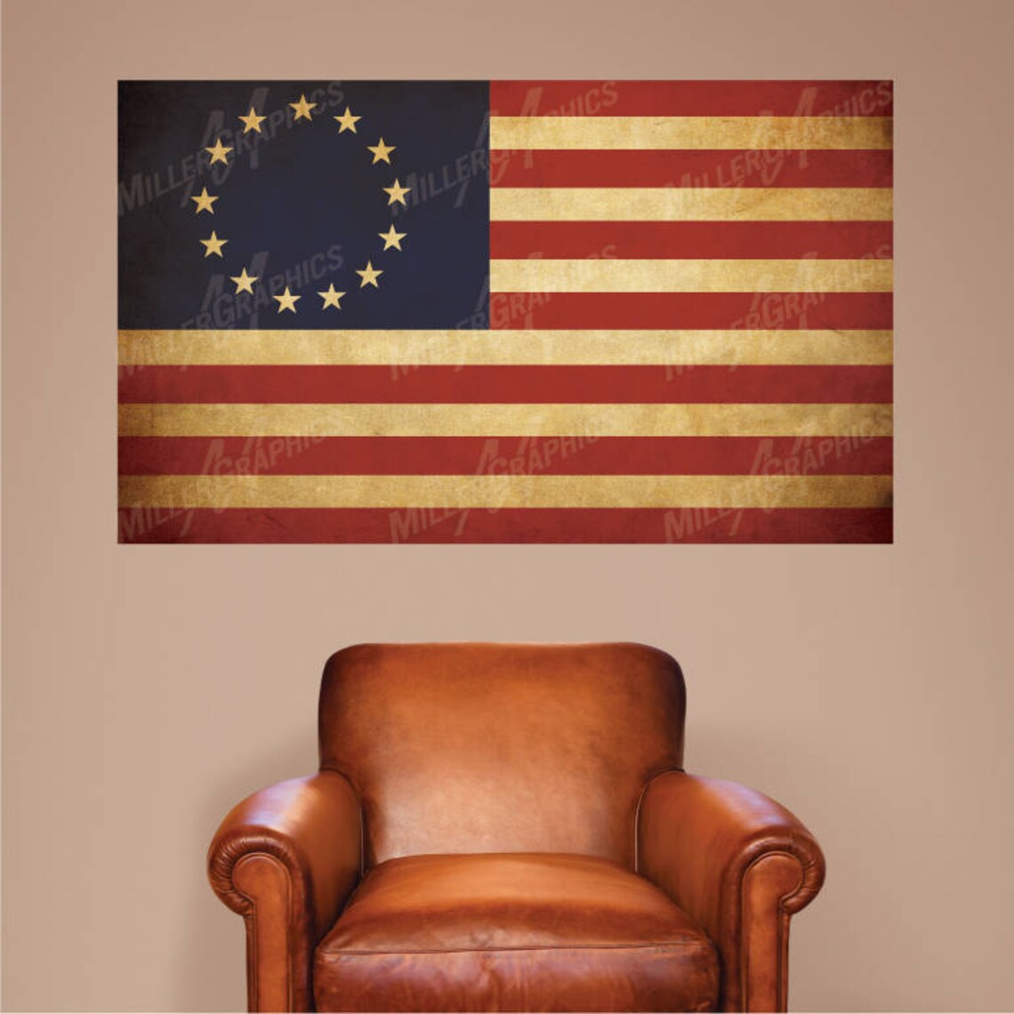 Vintage 13 Star American Flag Distressed Wall Decal - Etsy