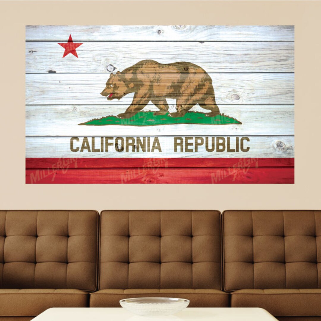 California Flag Distressed Wood Wall Decal Sticker Graphic Art Mural ...