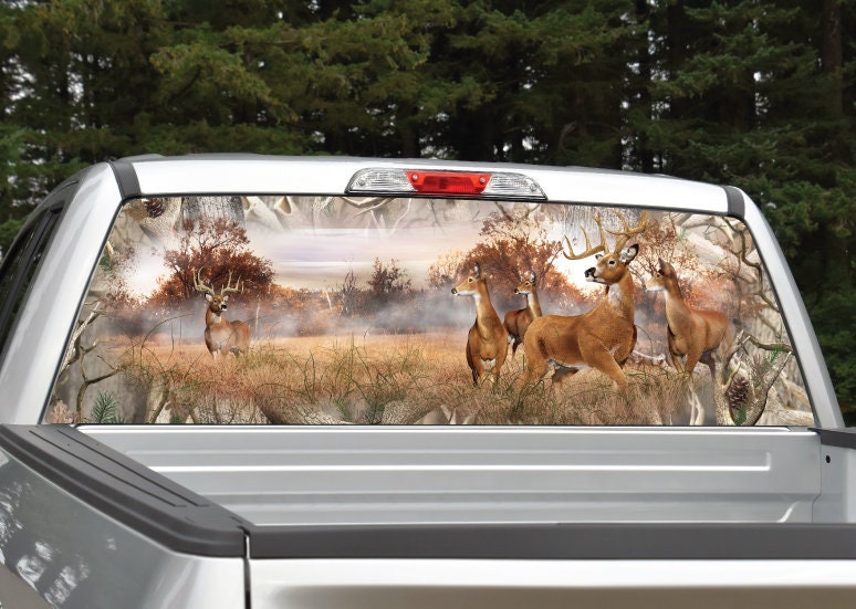 Whitetail Buck Deer Scene "obliteration" Camo Rear Window Graphic Decal ...