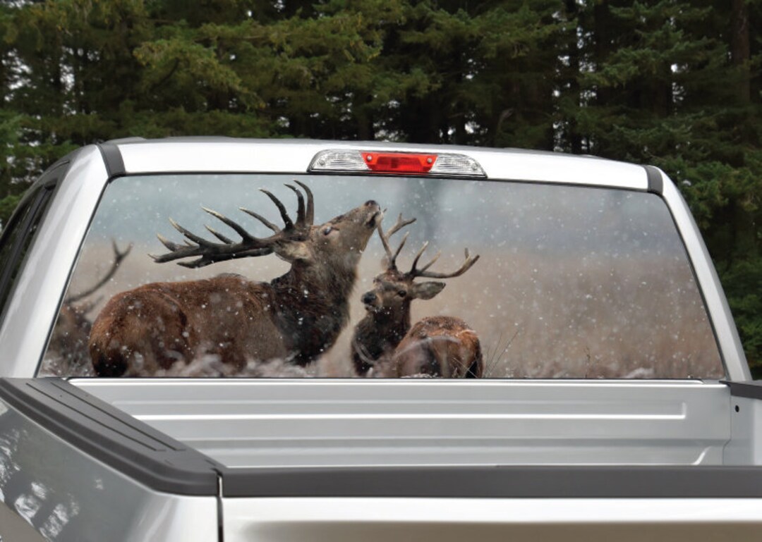 Elk Buck Deer Snow Rear Window Graphic Decal for Truck SUV (perforated ...