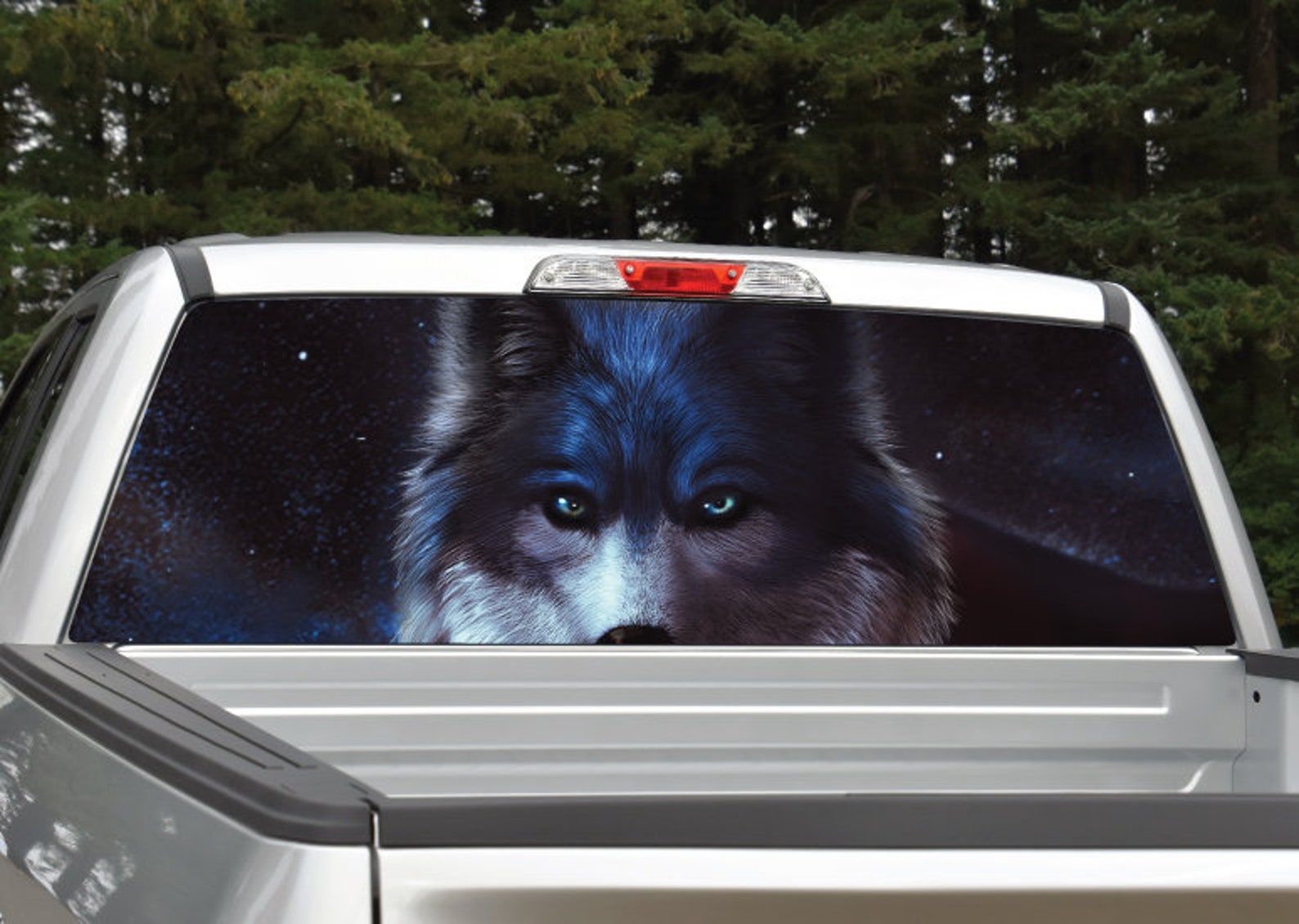 Wolf 2 Night and Stars Rear Window Graphic Decal perforated - Etsy
