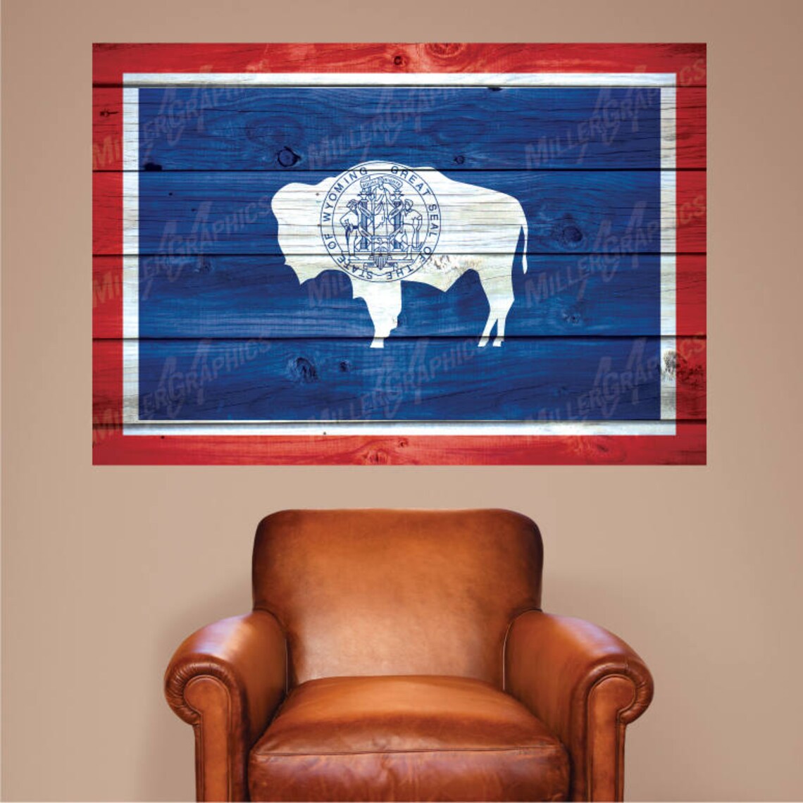 Wyoming State Flag Distressed Wood Wall Decal Sticker Graphic - Etsy