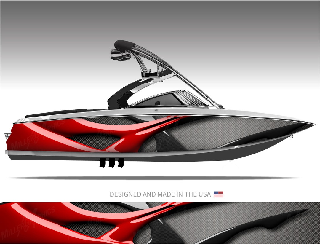 Riptide (red) Abstract Boat Wrap Kit Vinyl Graphic Decal 3M - 15 Sizes ...