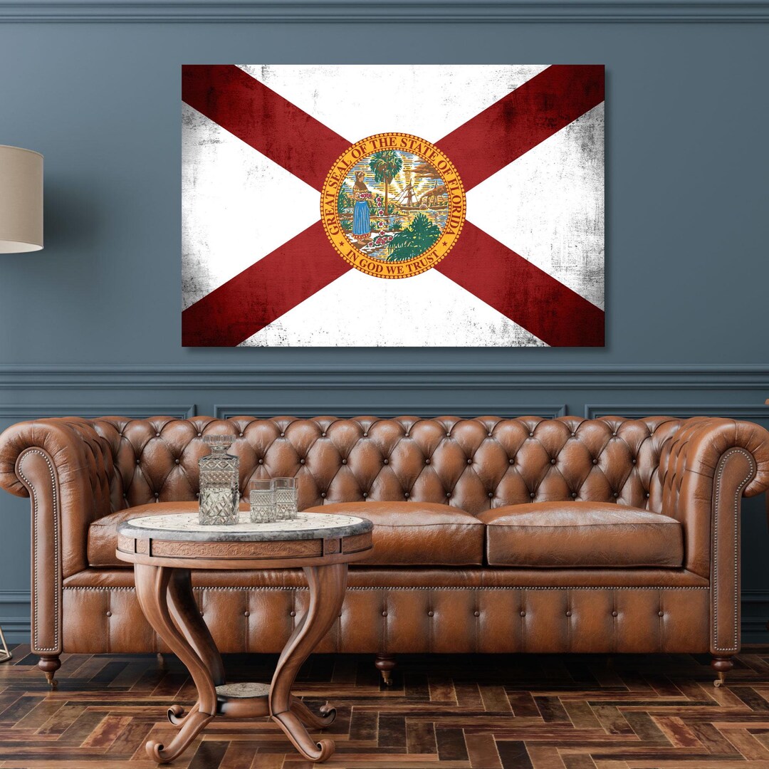 Florida Flag Distressed Canvas Wall Art, American Home Decor, Print - Etsy