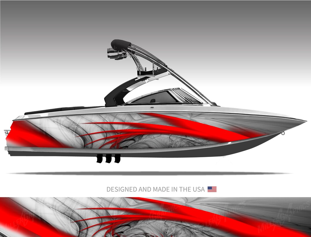 Sidewinder (red) Abstract Boat Wrap Kit 3M Cast Vinyl - 15 Sizes ...
