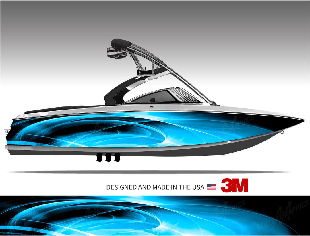The Abyss (blue) Abstract Boat Wrap Kit 3M Cast Vinyl - 15 Sizes ...
