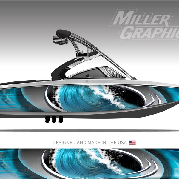 Blue Wave Boat Decal - Etsy