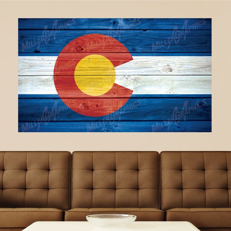 Colorado Flag Distressed Wood Wall Decal Sticker Graphic Art Mural - 4 ...