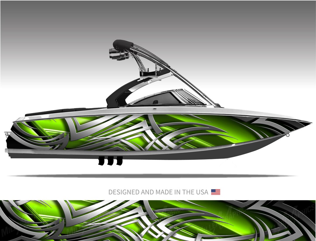 Stingray (green) Abstract Boat Wrap Kit Vinyl Graphic Decal 3M - 15 ...